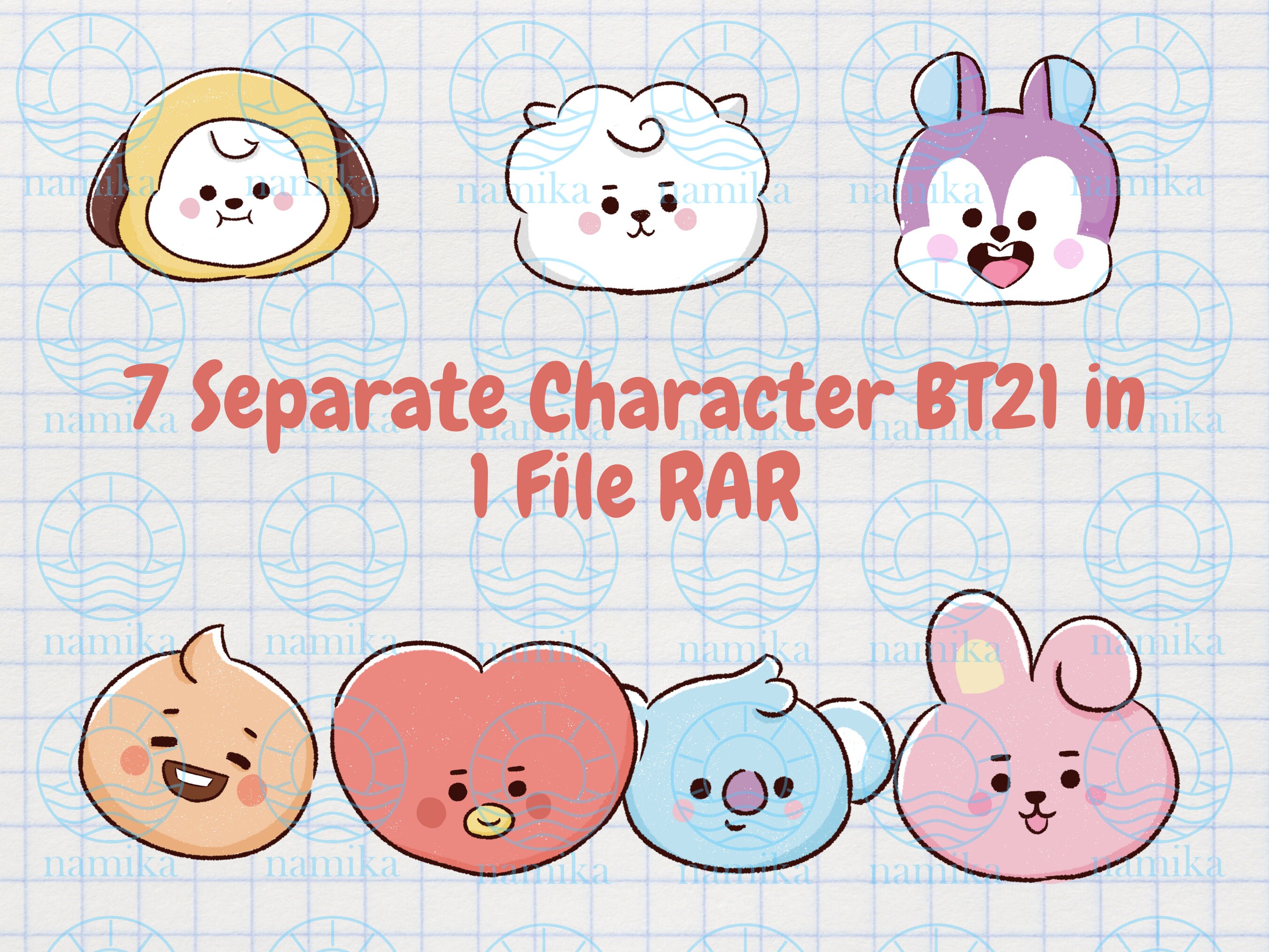 BT21 Cute Head Stickers Easy Use Download and Print - Etsy
