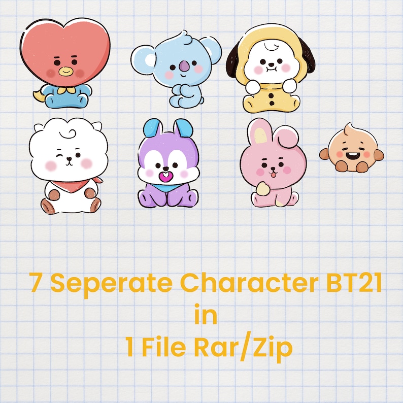 BT21 Fanart Stickers Bundle in PNG File Easy Download and Use - Etsy UK