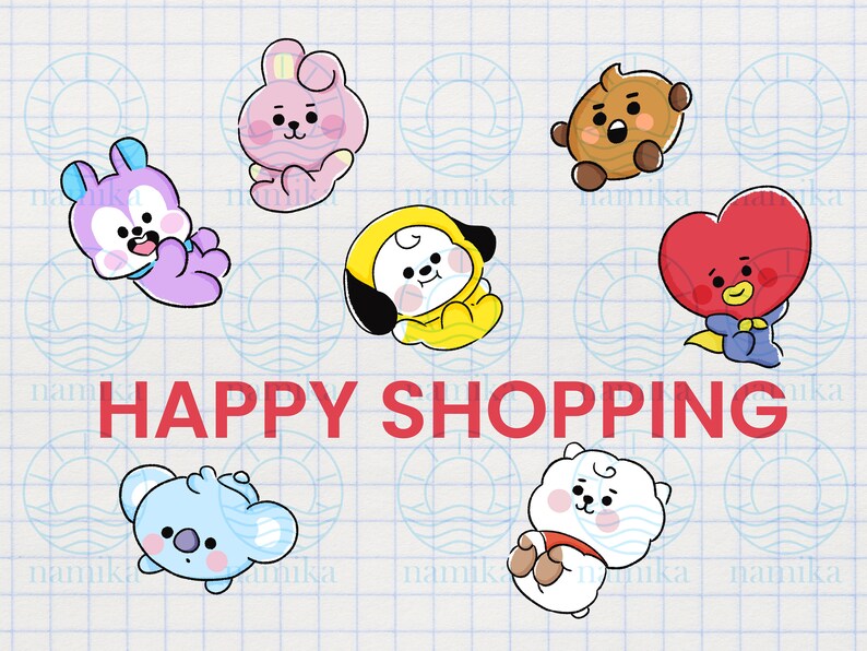 Printable Cute BT21 Stickers Bundle, in PNG File, Digital Easy Download ...