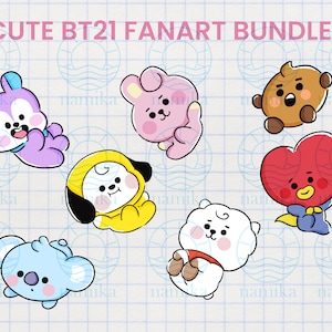 Printable Cute BT21 Stickers Bundle, in PNG File, Digital Easy Download ...