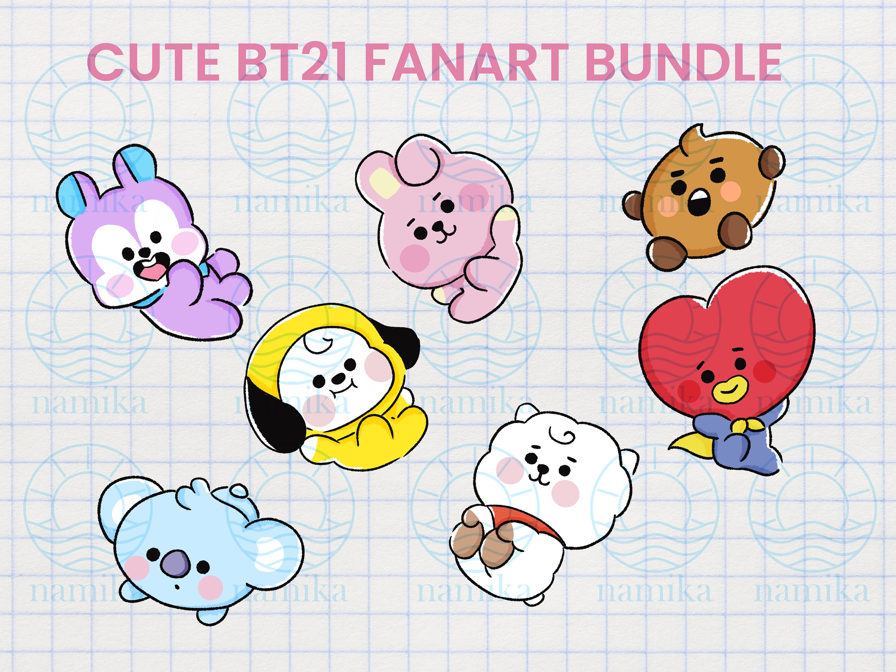 Printable Cute BT21 Stickers Bundle, in PNG File, Digital Easy Download ...