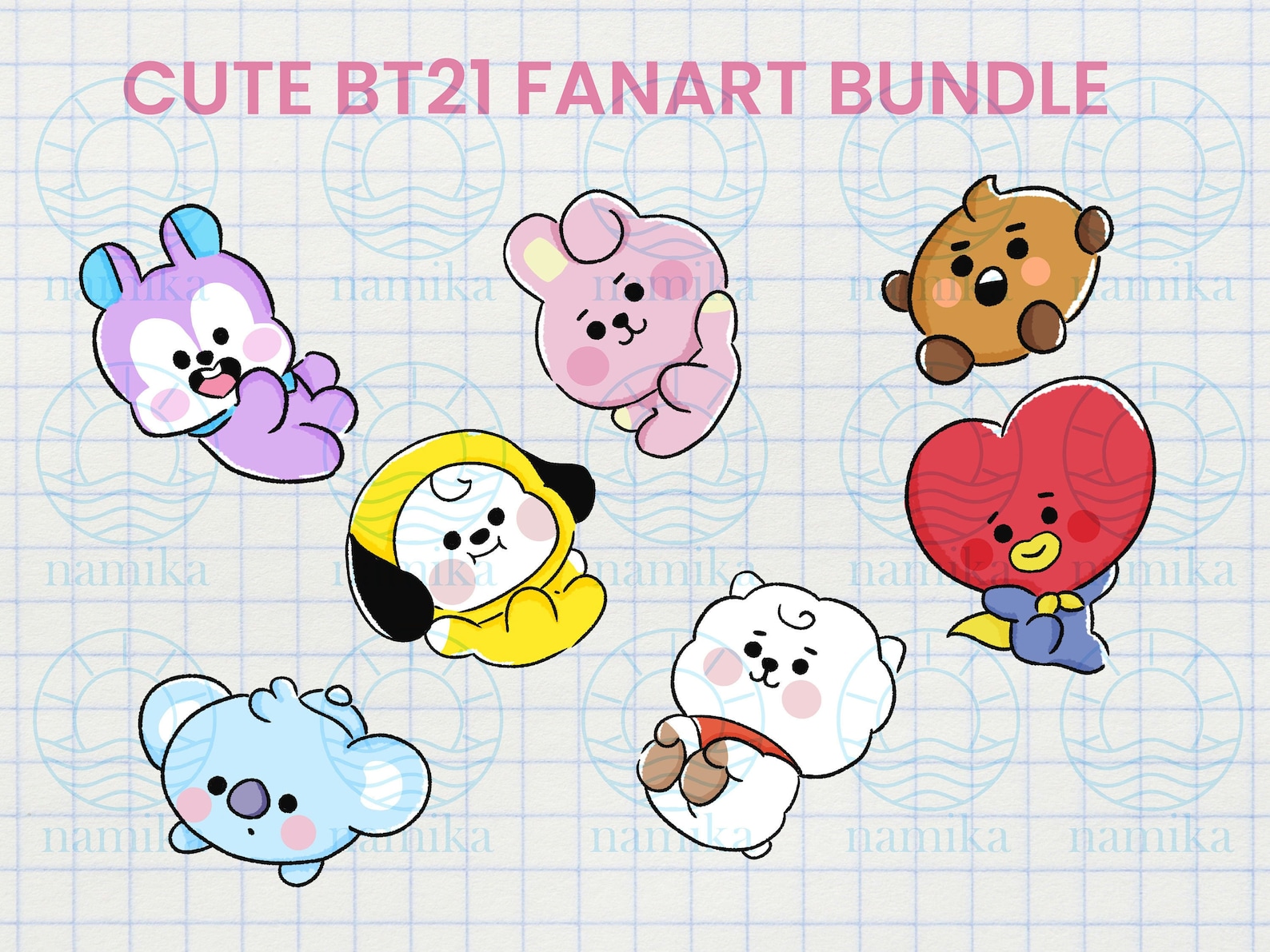 Printable Cute BT21 Stickers Bundle, in PNG File, Digital Easy Download ...
