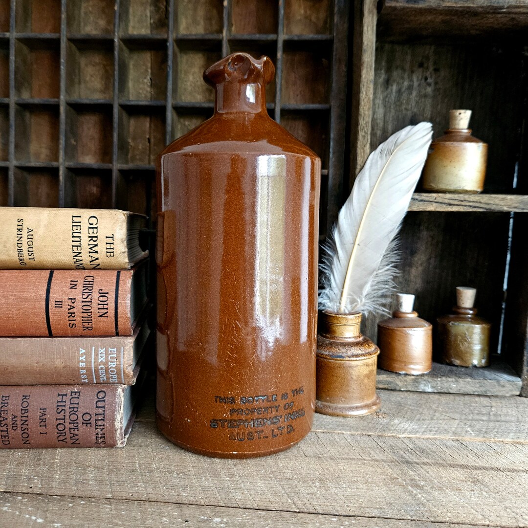 Large Stoneware Ink Bottle by Stephens Australia, Old Rustic Bottle - Etsy