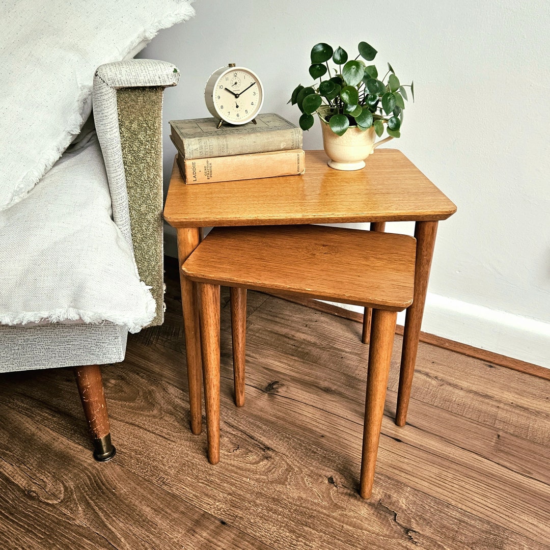 Mid-century Modern Table Nest, Pair Scandinavian Side Tables, Vintage ...