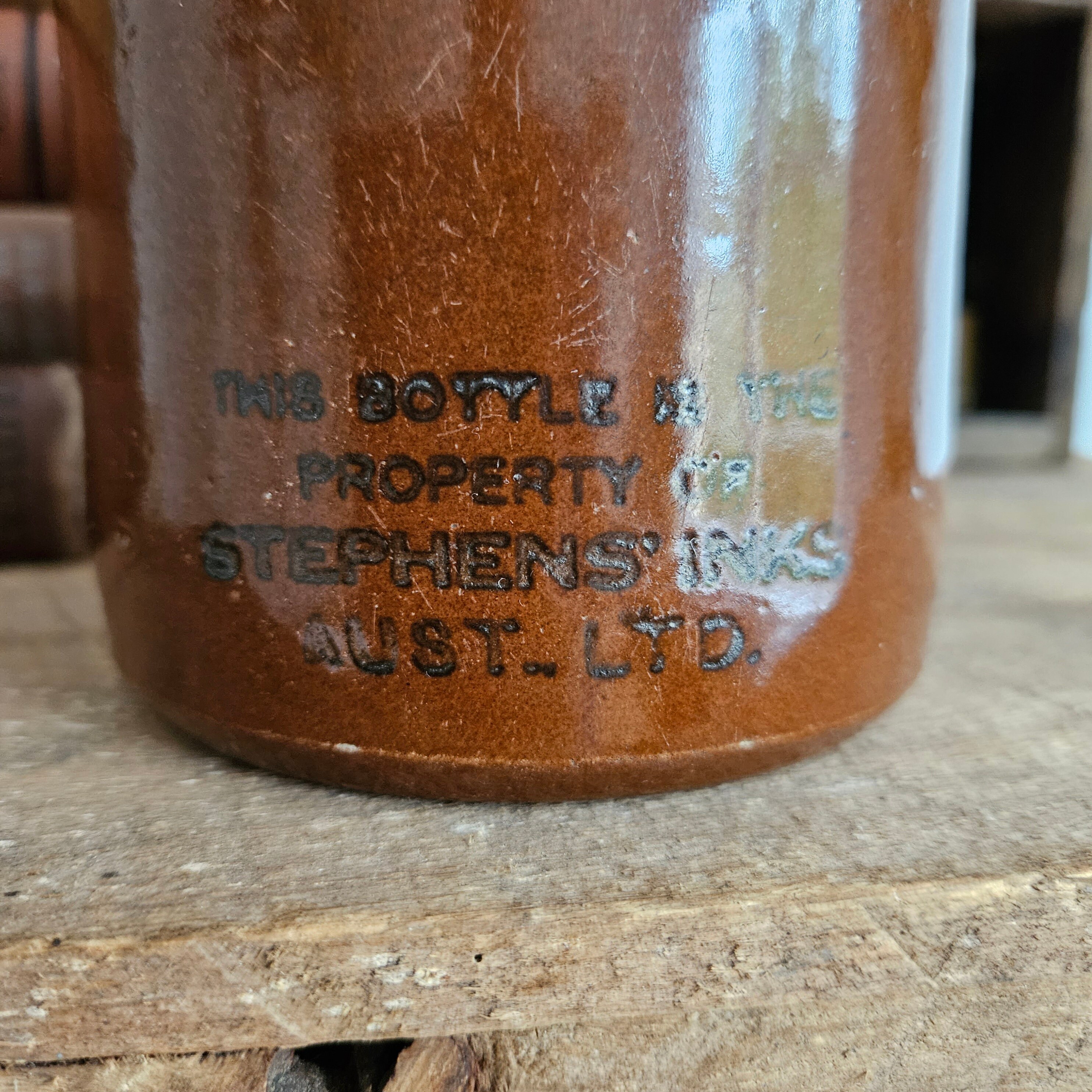 Large Stoneware Ink Bottle by Stephens Australia, Old Rustic Bottle ...
