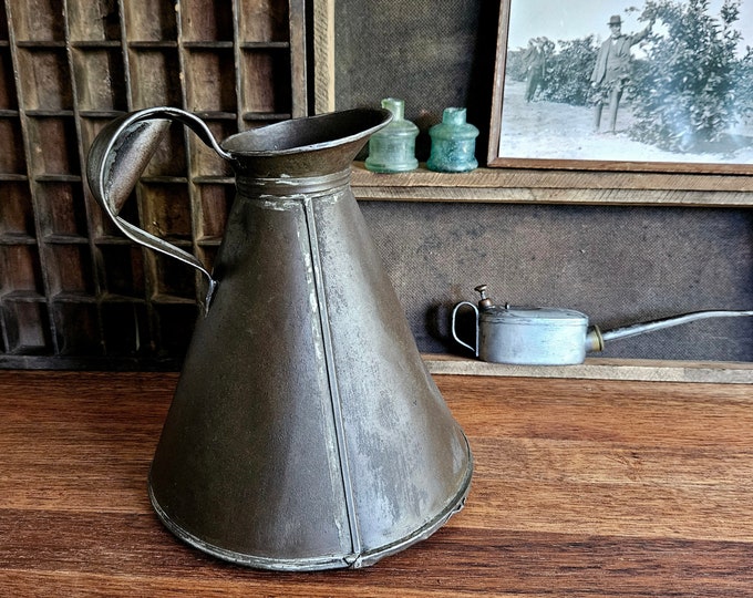 Antique Galvanised Jug, Industrial Metal Jug, Rustic Farmhouse Pitcher ...