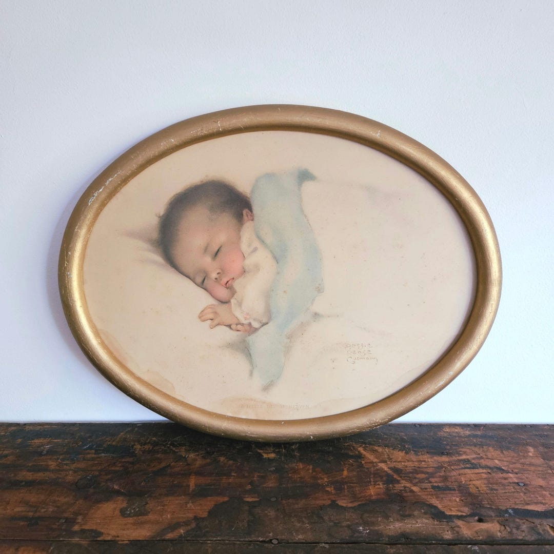 Vintage Bessie Pease Gutmann Baby Print, Gold Frame Nursery Decor - Etsy