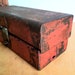Vintage Industrial Red Toolbox, Rustic Storage Box, Old Tractor Toolbox ...