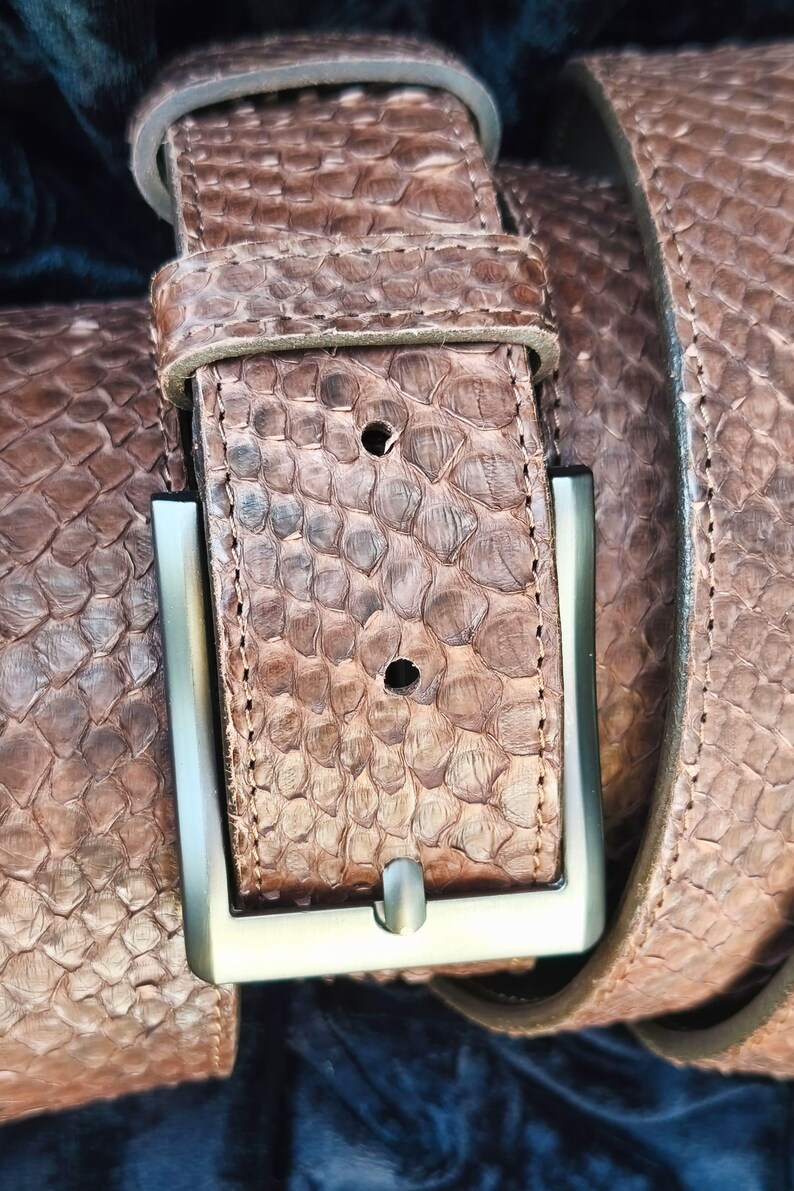 BIG SIZE Genuine Snake Leather Belt, Exotic Handmade Python Pattern ...