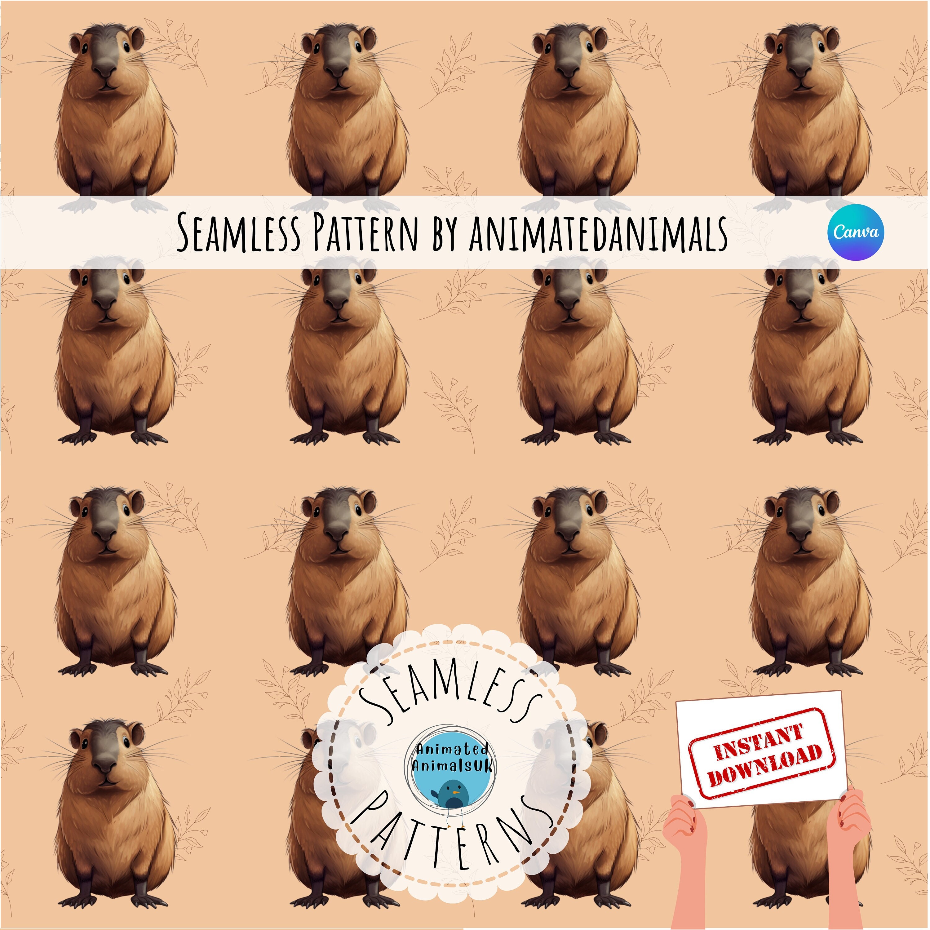 Seamless Capybara Fabric Design, Seamless Pattern for Crafting ...