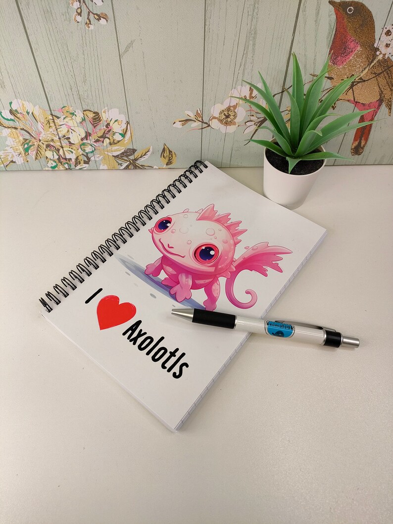 A5 Cute Axolotls Notebook With Lined Pages, Mindfulness 80pg Notebooks for Studying, Student ...