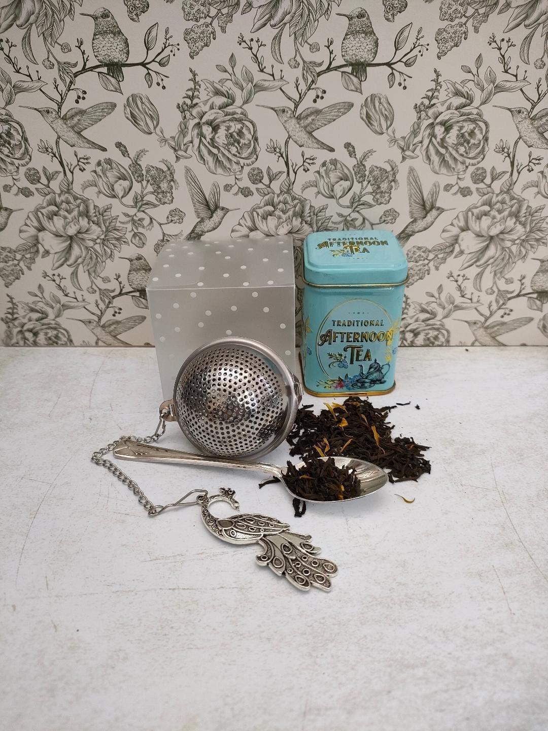 Ball Mesh Tea Infuser With Peacock Charm, Loose Leaf Tea Infuser, Mesh ...