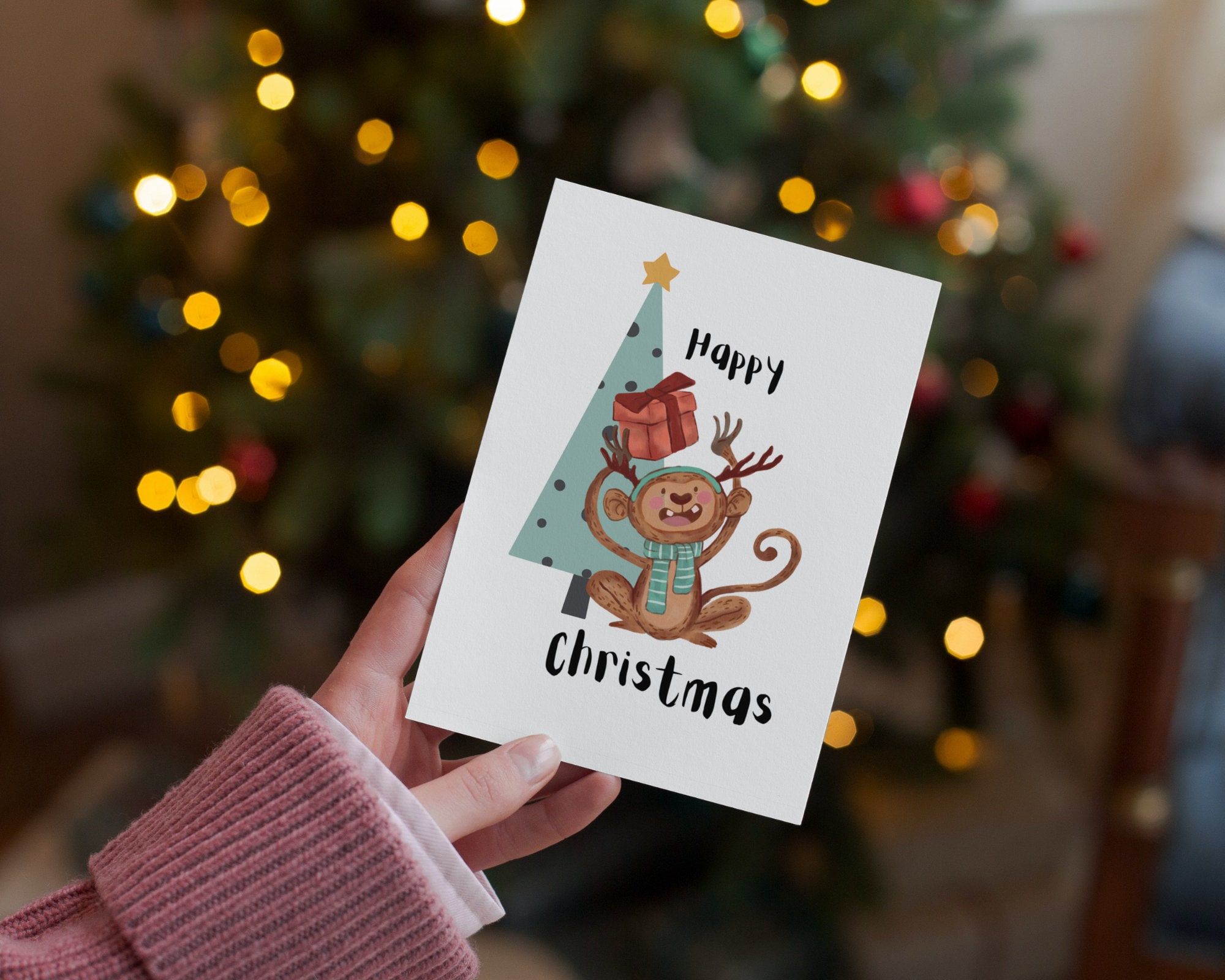 Monkey Christmas Cards Animal Themed Season Greeting Cards - Etsy UK