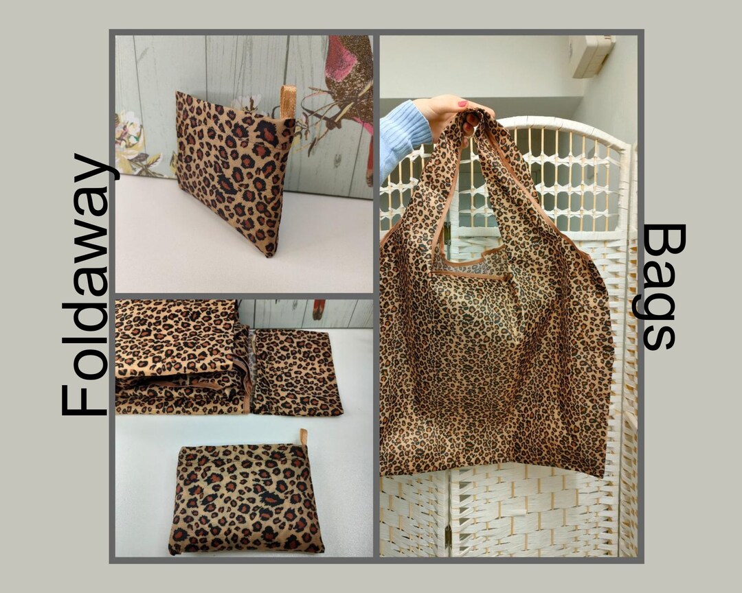 Foldable Eco-friendly Leopard Print Nylon Grocery Bag, Reusable ...