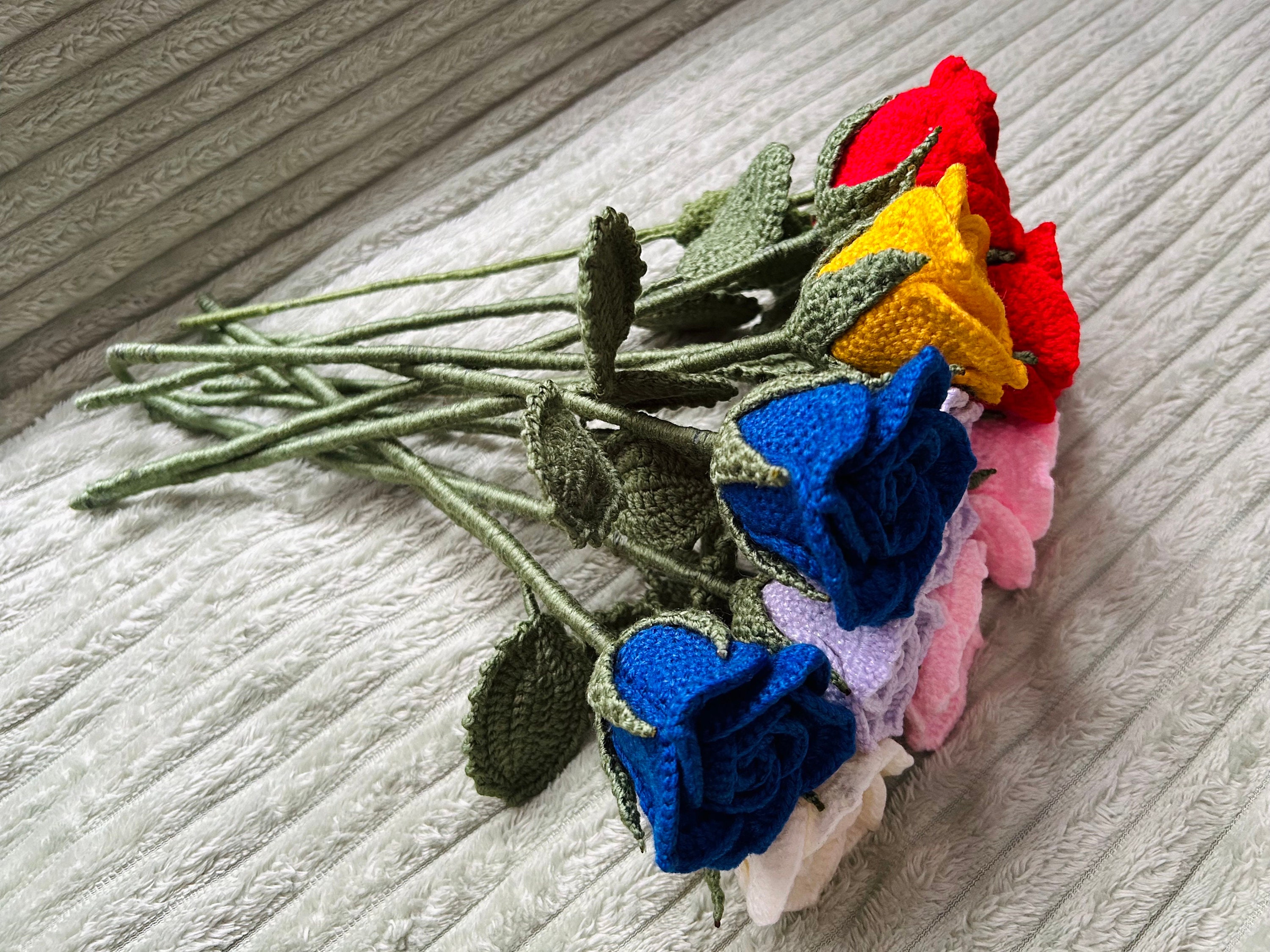 Crochet Rose Flower - Rose Flowers Bouquet- Handmade Rose - Crochet ...