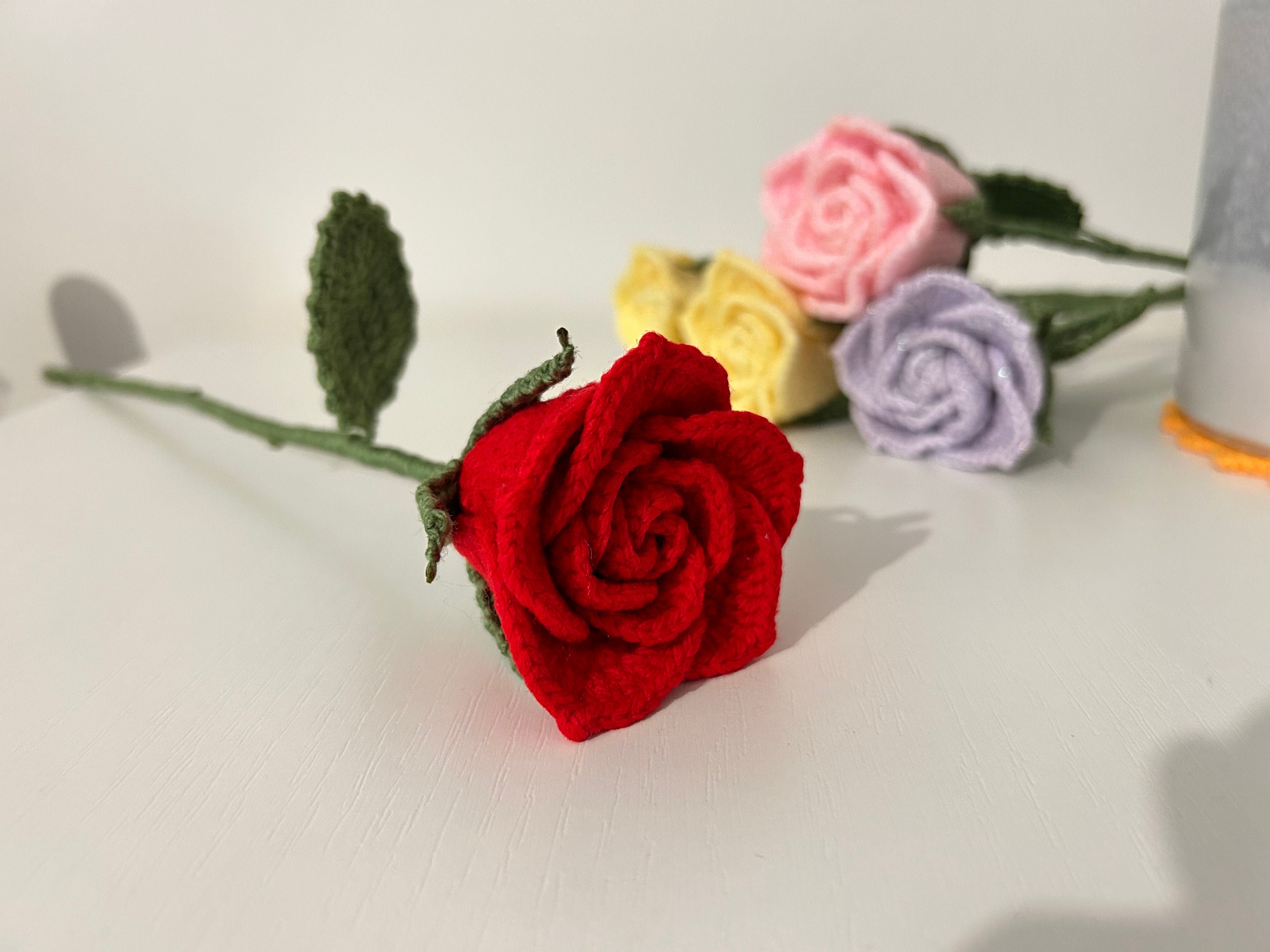 Crochet Rose Flower Rose Flowers Bouquet Handmade Rose Crochet Flower ...