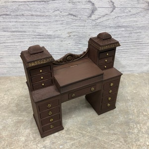 Miniature Dolls Secretary Desk With Drawers and Decoration 1:12 - Etsy