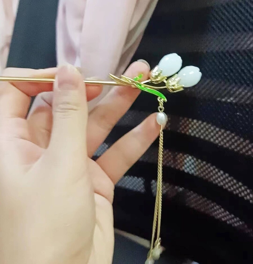 Jade Tassel Hair Stick, Retro Chinese Hairpins, Vintage Hanfu Hair ...