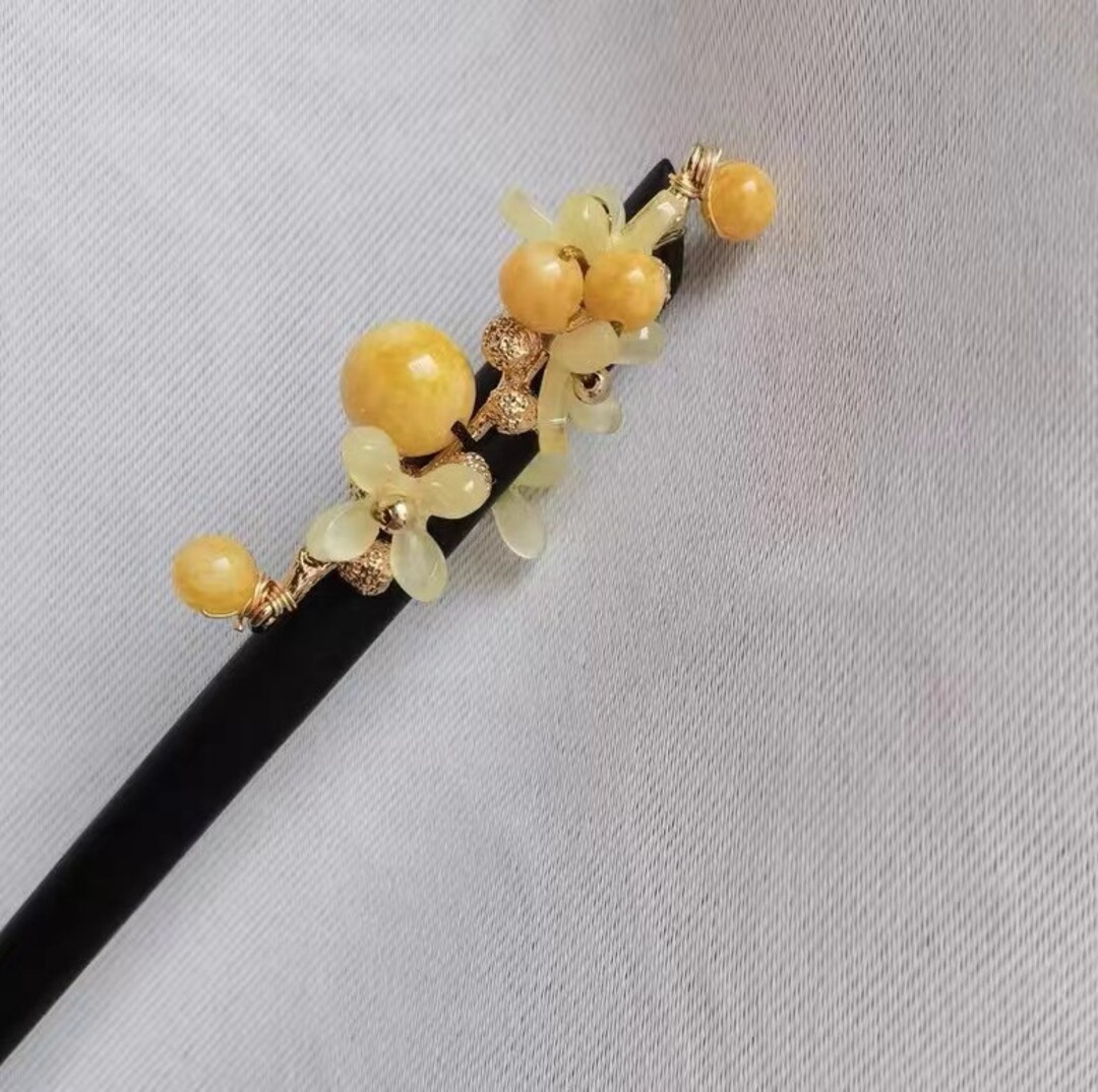 Simple Hair Stick Modern Wooden Hairpins Yellow Flowers Hair - Etsy
