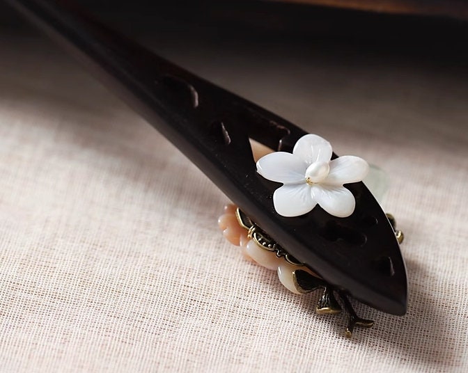 Flowers Hair Stick, Hanfu Chinese Wooden Hairpins, Japan Ancient Hair ...