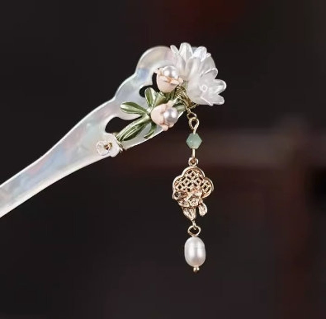 Valley Jade Hair Stick, Tassel Hanfu Hair Pins, Chinese Hair Fork ...