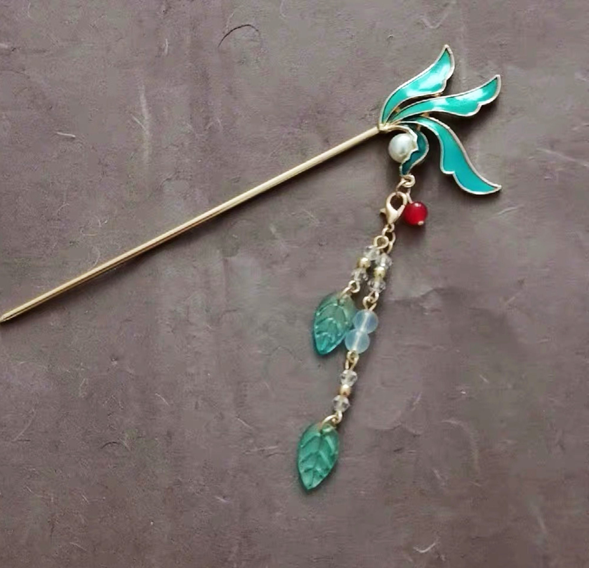Peacock Hair Stick, Long Tassel Bun Holder, Chinese Hairpin, Vintage ...