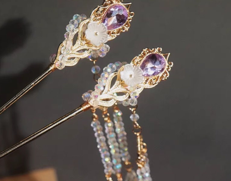 Vintage Diamond Hair Stick, Tang Hair Pins, Tassel Hair Fork, Fairy ...