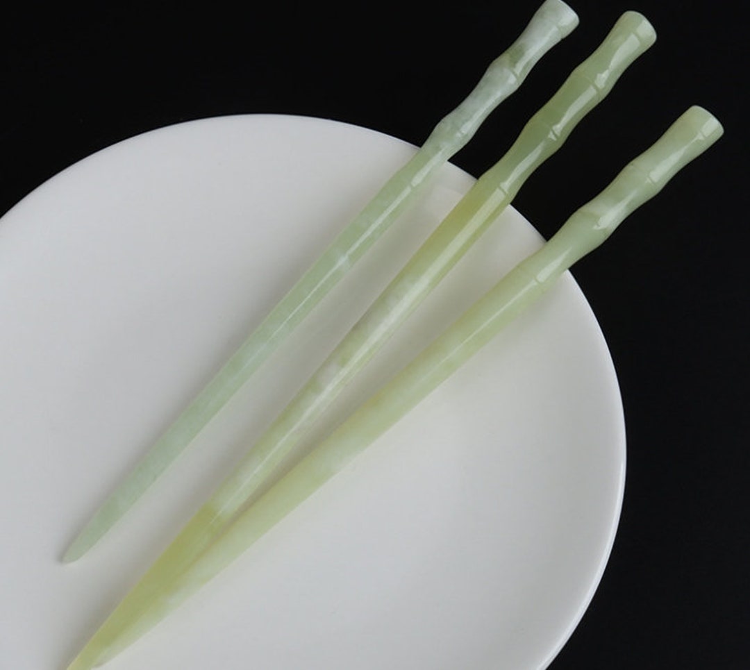 Real Jade Japan Hair Stick, Simple Hair Pins, Chinese Hair Fork, Hanfu ...