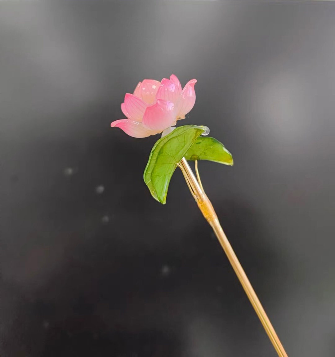 Lotus Hair Stick, Pink Flower Hairpins, Flower Retro Classical Hanfu ...