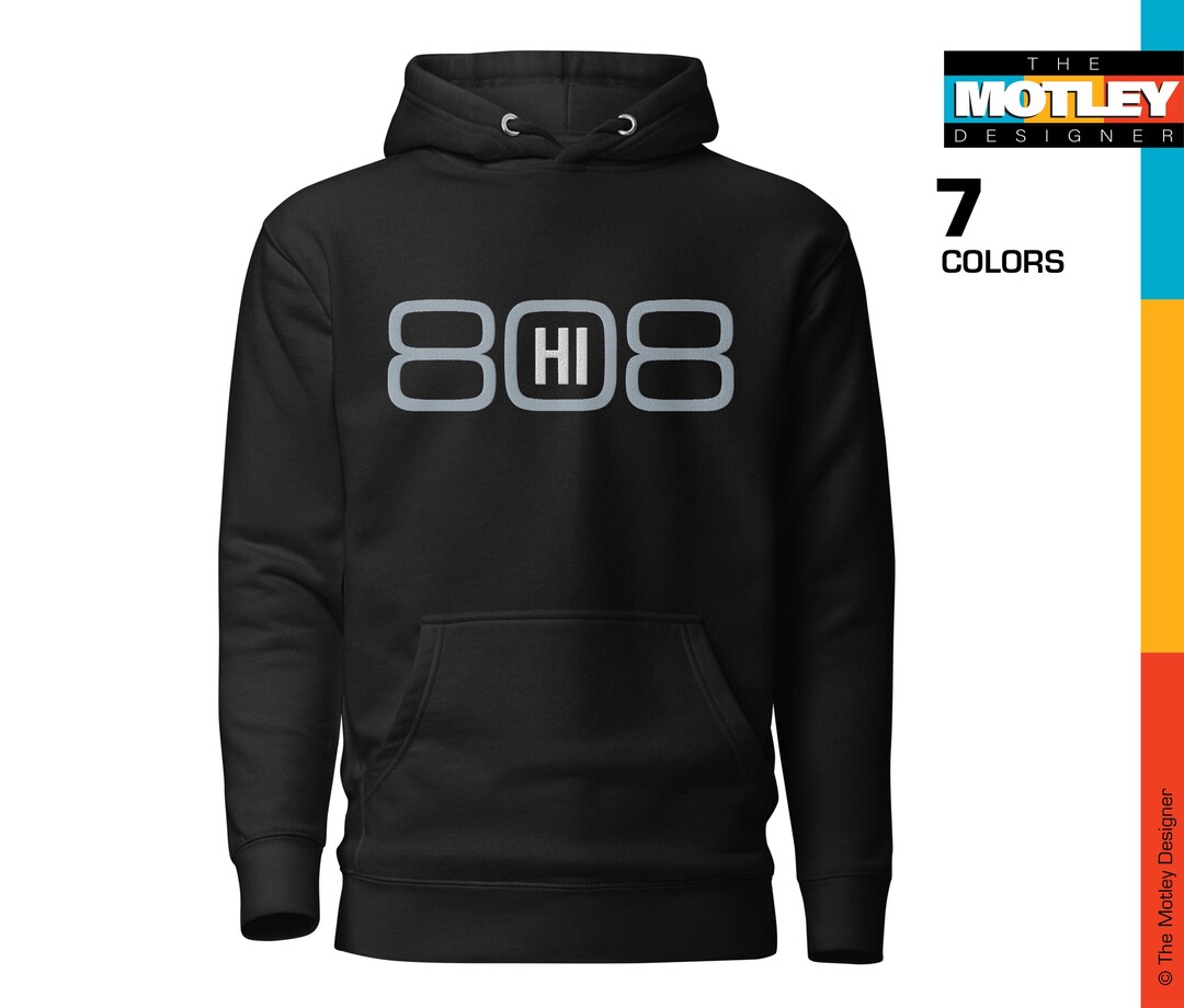 Embroidered, Hawaii Area Code 808 With Center HI Design. Premium Unisex ...