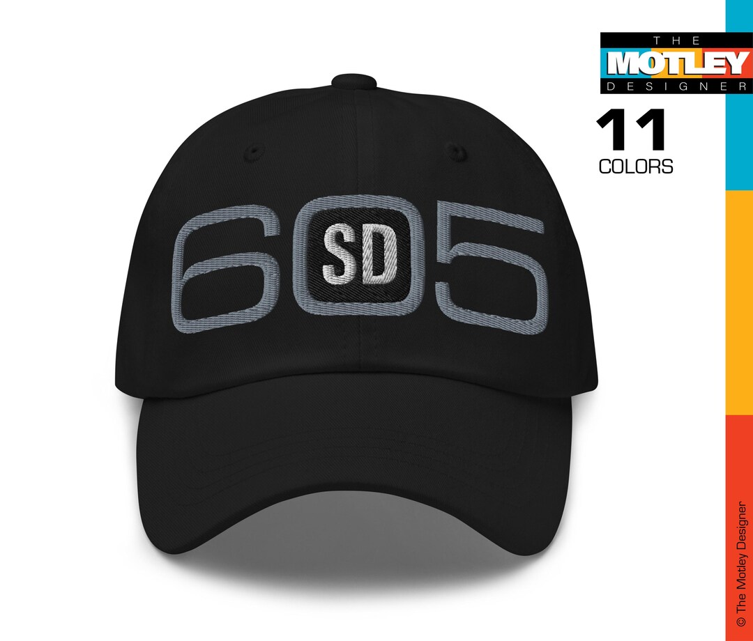 Embroidered, South Dakota Area Code 605 With Center SD Graphic. Dad Hat ...