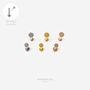 18G/16G 2.5-3mm Threadless Push Pin Dot Round Flat Back Stud, Conch ...