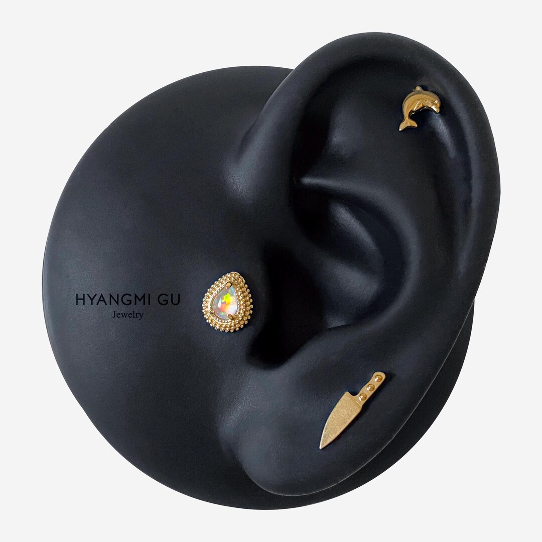 16G Titanium Dolphin Cartilage Flat Back Stud, Nose Stud, Internally Threaded Conch Earring ...