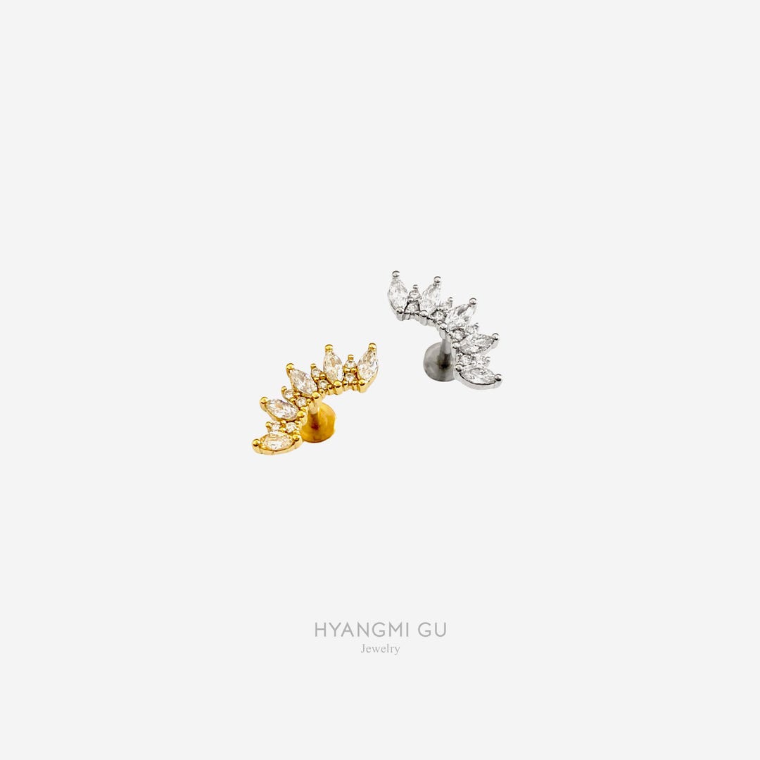 16G Curve Crown Antique Flat Back Stud, Nose Stud, Internally Threaded ...