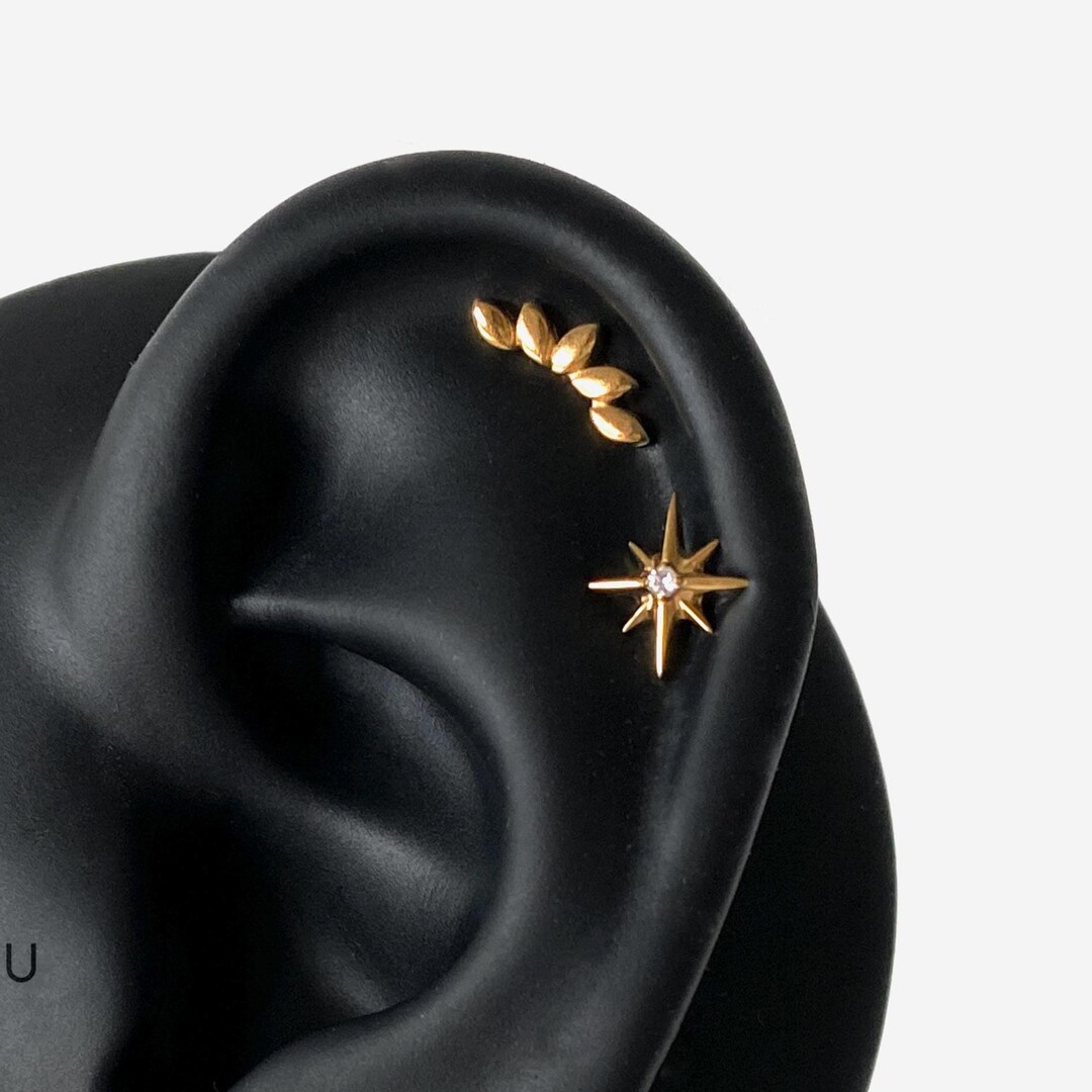 16G Titanium Crown Flower Cartilage Flat Back Labret, Internally ...