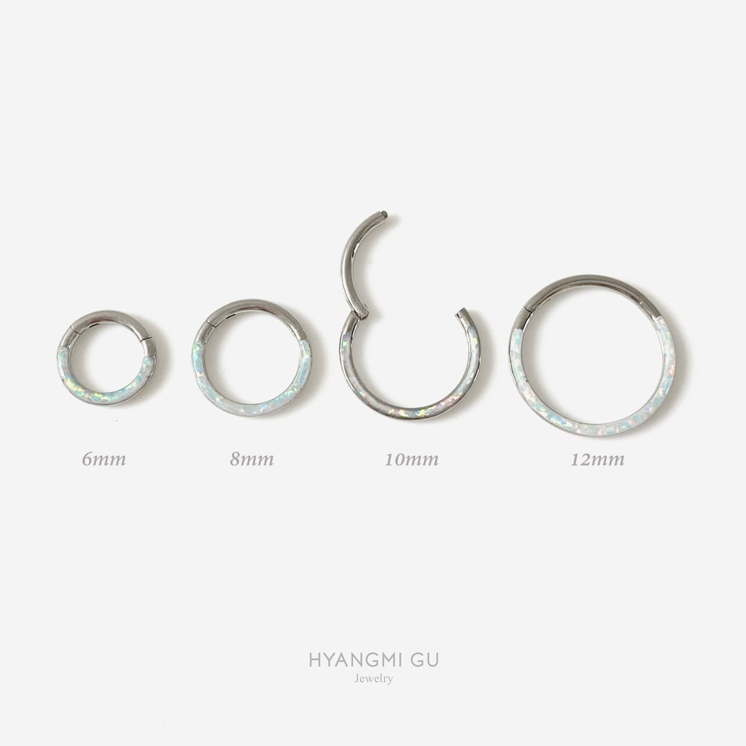 16G White Opal Septum Clicker Hoop Nose Ring Opal Clicker - Etsy