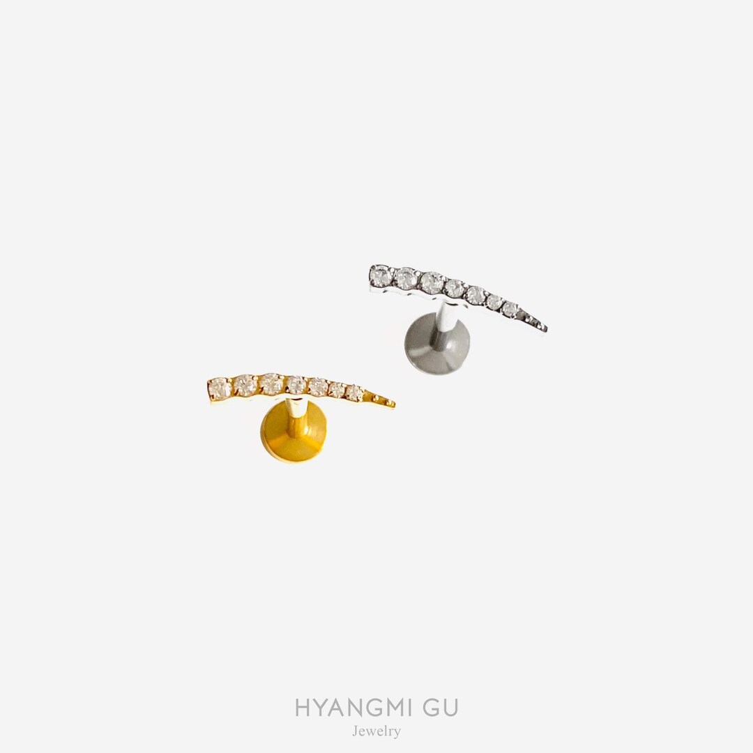 16G Titanium Sharp Spike Line Studs, Nose Stud, Internally Threaded ...