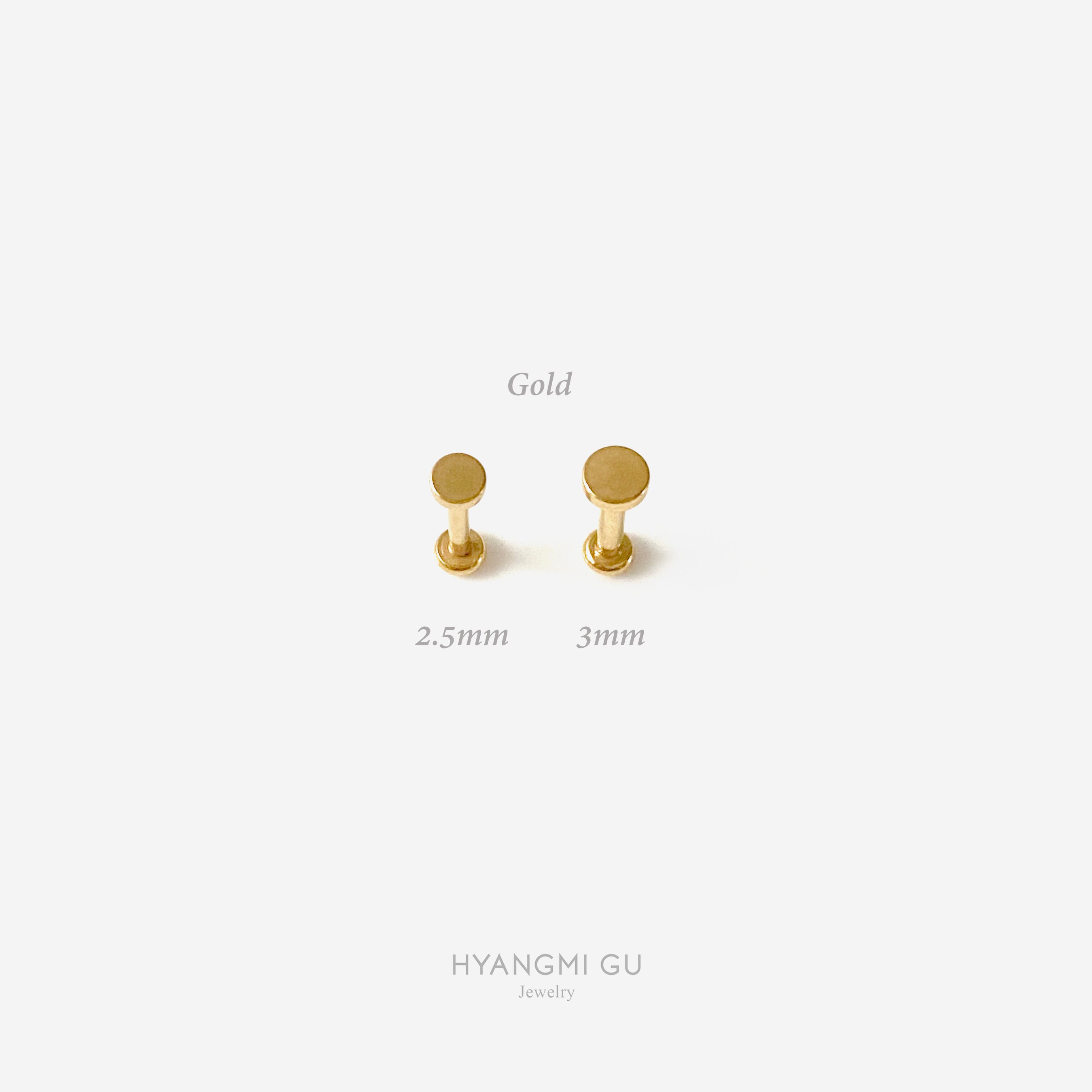 18G/16G 2.5-3mm Threadless Push Pin Dot Round Flat Back Stud, Conch ...