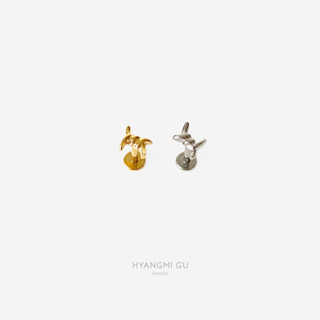 16G Titanium Knot Cartilage Flat Back Labret, Internally Threaded Conch ...