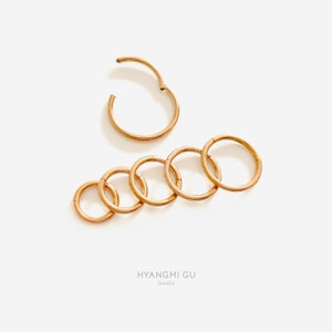 18G/16G Plain Rose Gold Clicker Hoop, Nose Ring, Silver Clicker Ring ...
