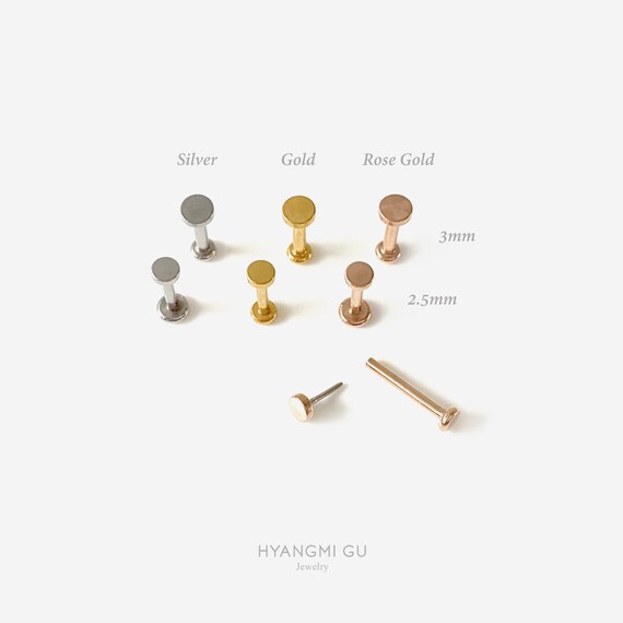 18G/16G 2.5-3mm Threadless Push Pin Dot Round Flat Back Stud - Etsy ...
