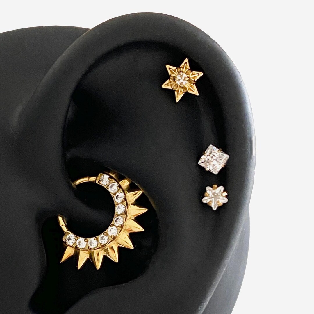 16G Titanium Tiny Star Cartilage Labret, Internally Threaded Conch ...