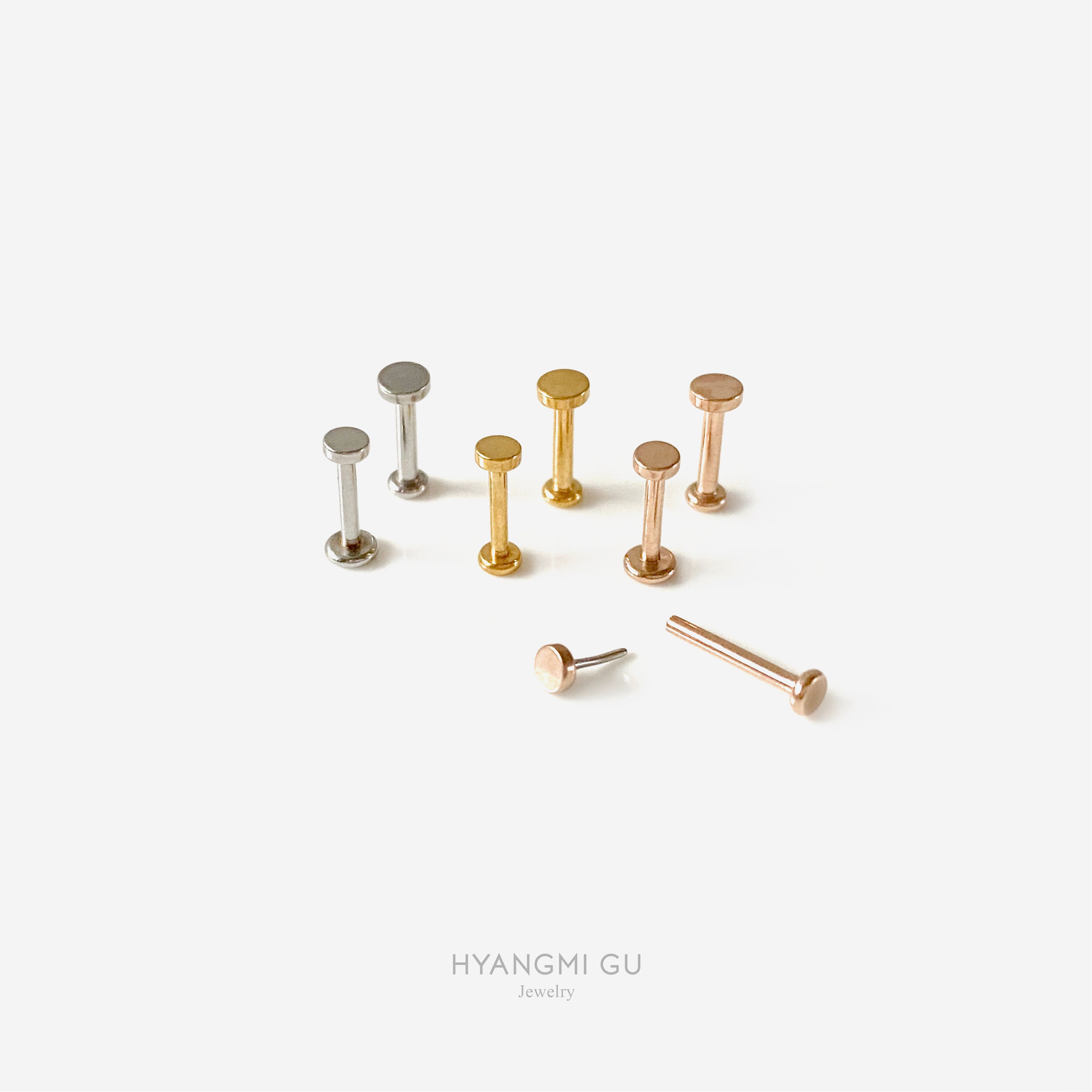 18G/16G 2.5-3mm Threadless Push Pin Dot Round Flat Back Stud, Conch ...