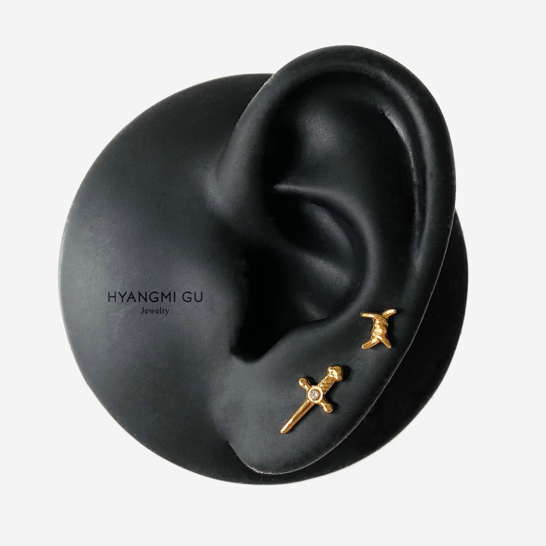 16G Titanium Knot Cartilage Flat Back Labret, Internally Threaded Conch ...