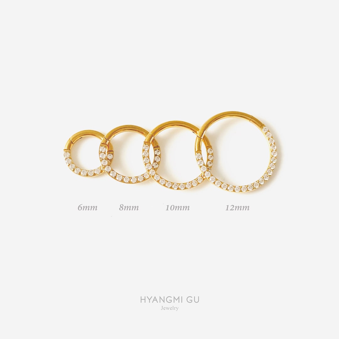 16G Gold Nose Septum Ring, Daith Clicker Hoop, Round Nose Ring, Silver ...