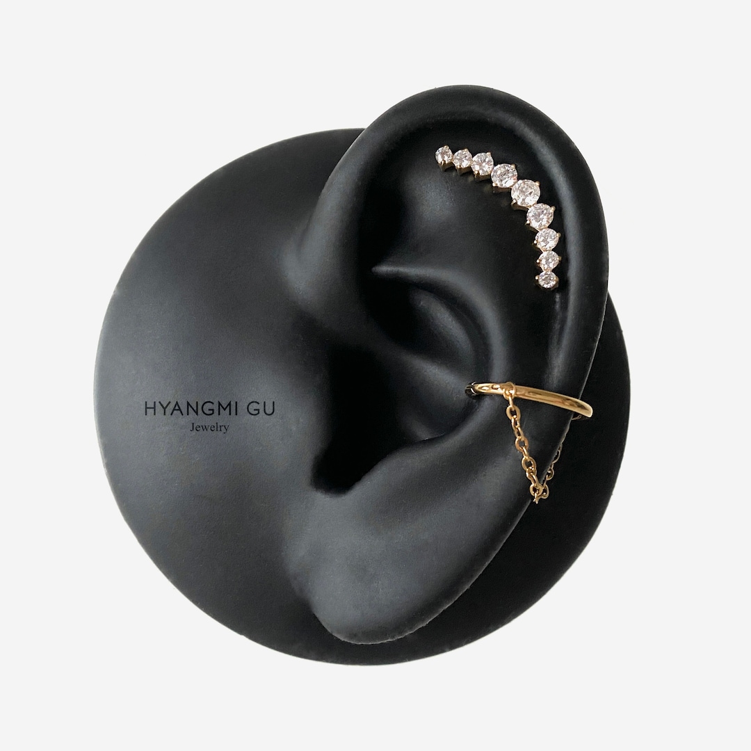 16G 6mm-12mm Chain Gold Clicker Hoop, Nose Ring, Silver Clicker Ring ...