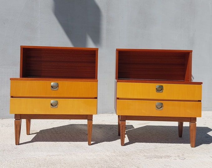 Retro Modern Nightstands/retro Polished Night Tables/pair/mcm/mid ...