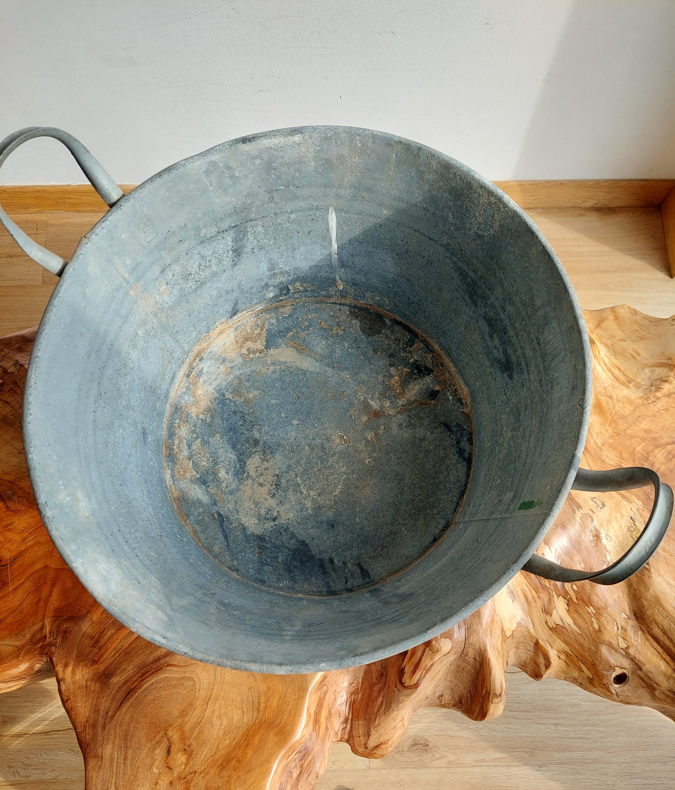 Vintage Zinc Garden Bowl/two Handled Zinc Basin/garden - Etsy