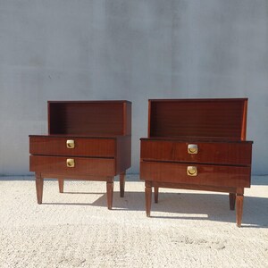 Retro Modern Nightstands, Retro Polished Night Tables, Pair, Mid ...