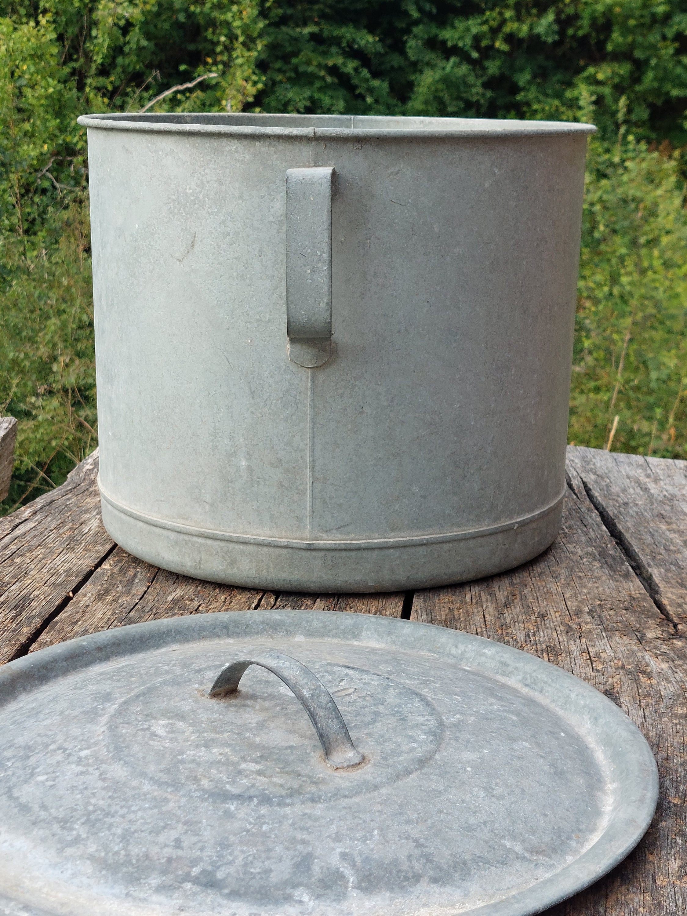 XL Vintage Galvanized Zinc Pot/two Handled Pot/garden Planter/rustic ...